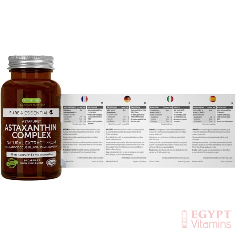 Pure & Essential Astaxanthin Complex 4 mg 90 Vegan Capsules | Egypt ...
