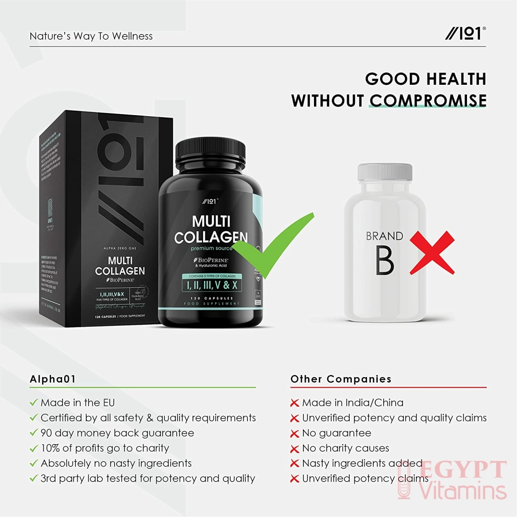 Alpha01 Multi Collagen , with Hyaluronic Acid & Vitamin C , 120 ...