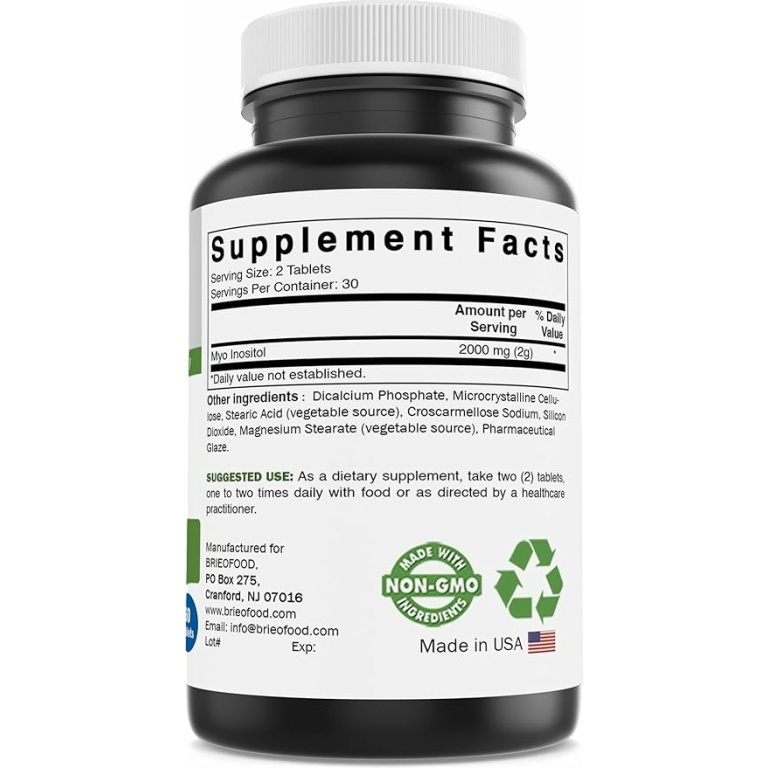 Brieofood Myo Inositol 2000 mg per serving - 60 Tablets | Egypt Vitamins