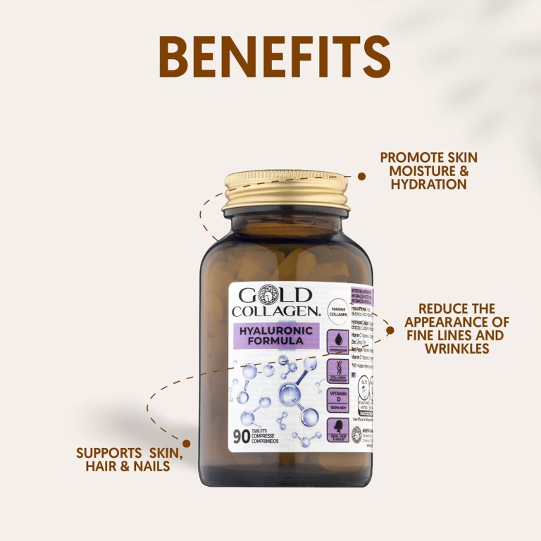 GOLD COLLAGEN Hyaluronic Tablets: Skin, Hair & Joint Health