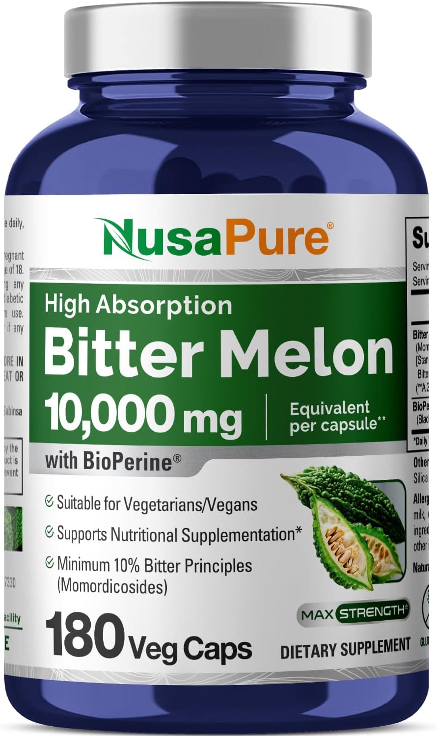 NusaPure Bitter Melon Extract 10,000 mg 180 Vegan Caps | Egypt Vitamins