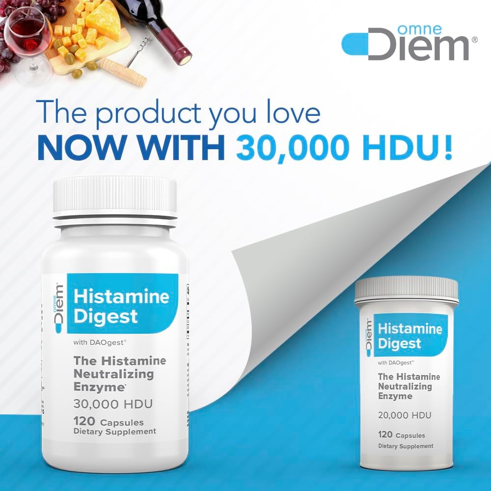Omne Diem Histamine Digest | High Potency 30,000 HDU DAO Supplement | 120 Capsules | Egypt Vitamins